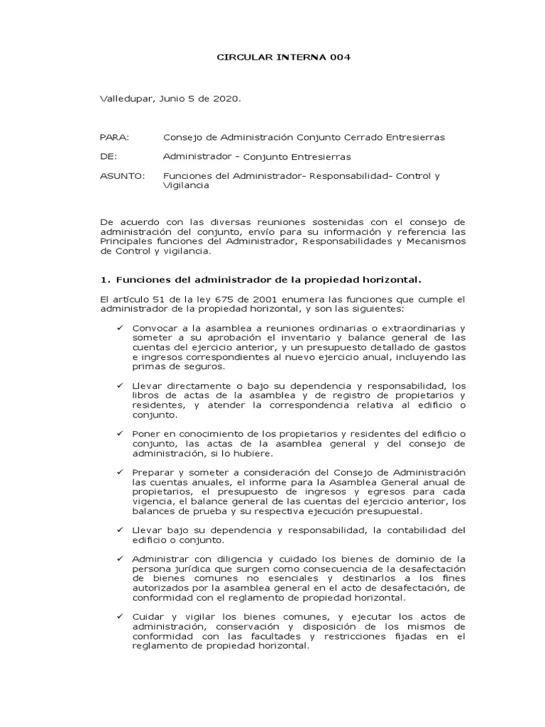 Circular Interna 004 | PDF | Propiedad | Regulación