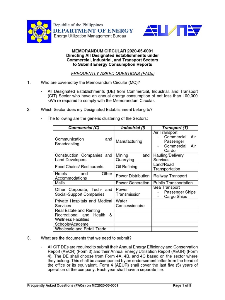 Doe Memorandum Circular 2020-05-0001 - Faq | PDF | Faq | United States ...