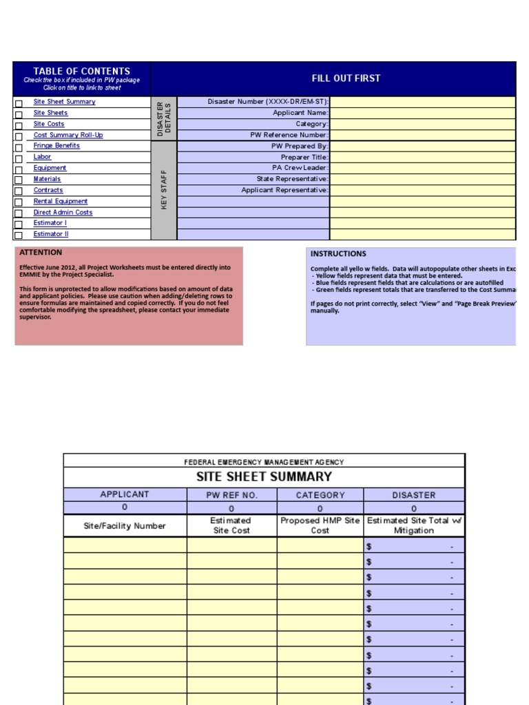 FEMA Project Worksheet Template | PDF | Payroll | Overtime