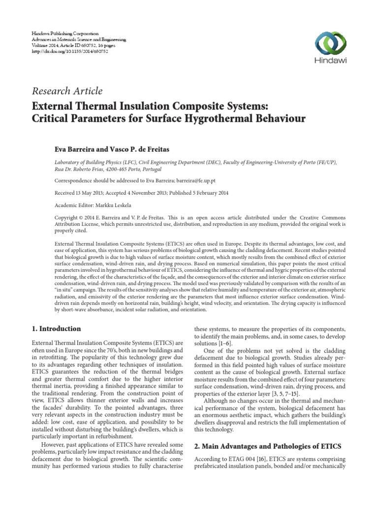 External Thermal Insulation Composite Systems Crit | PDF | Water Vapor ...