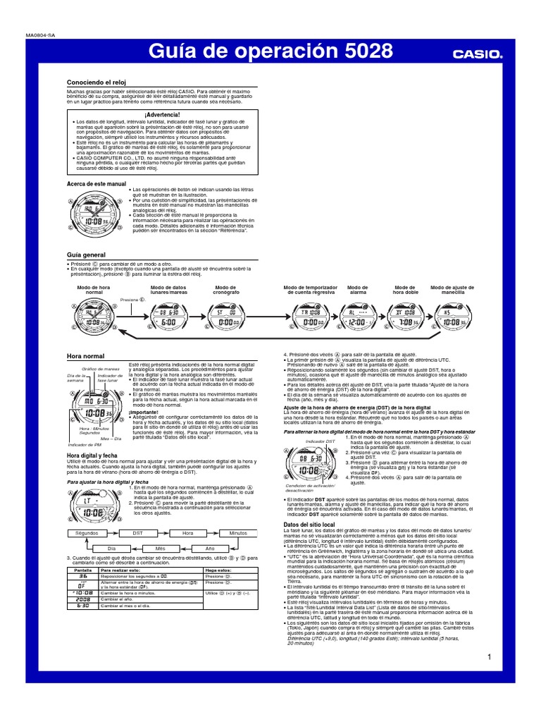 Casio 5028 | PDF | Reloj | Hora