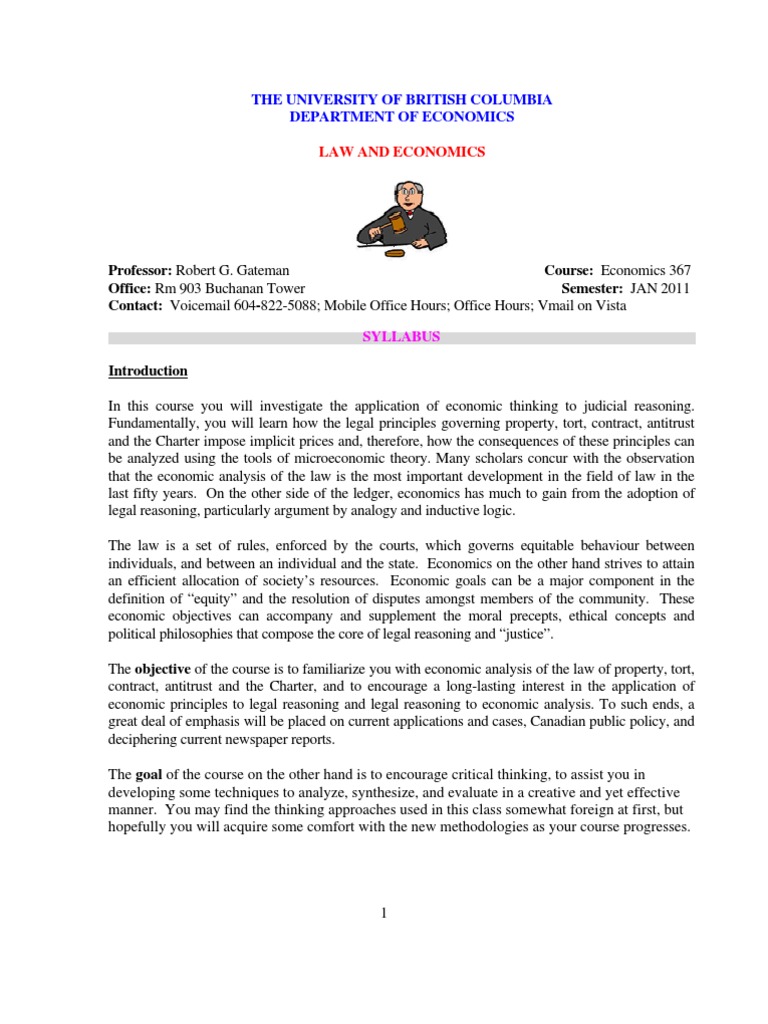 Law and Economics Course Syllabus | PDF | Law And Economics | Reason