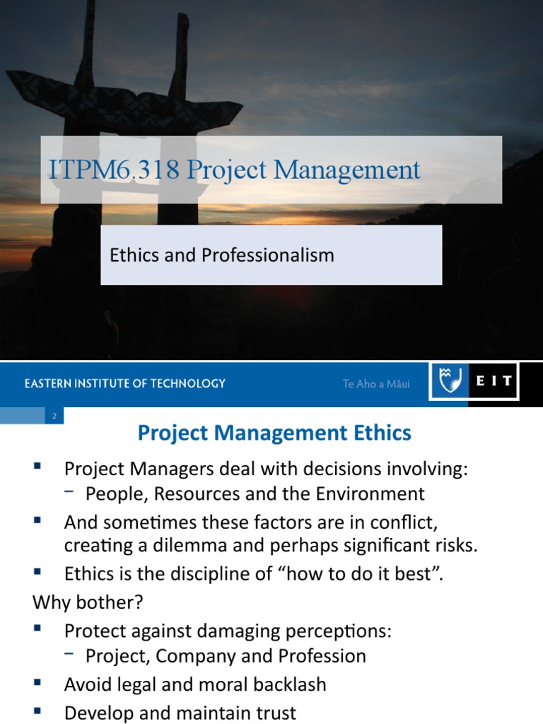 ITPM6.318 Project Management: Ethics and Professionalism | PDF ...