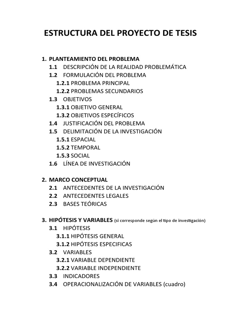 Estructura Proyecto de Tesis | PDF