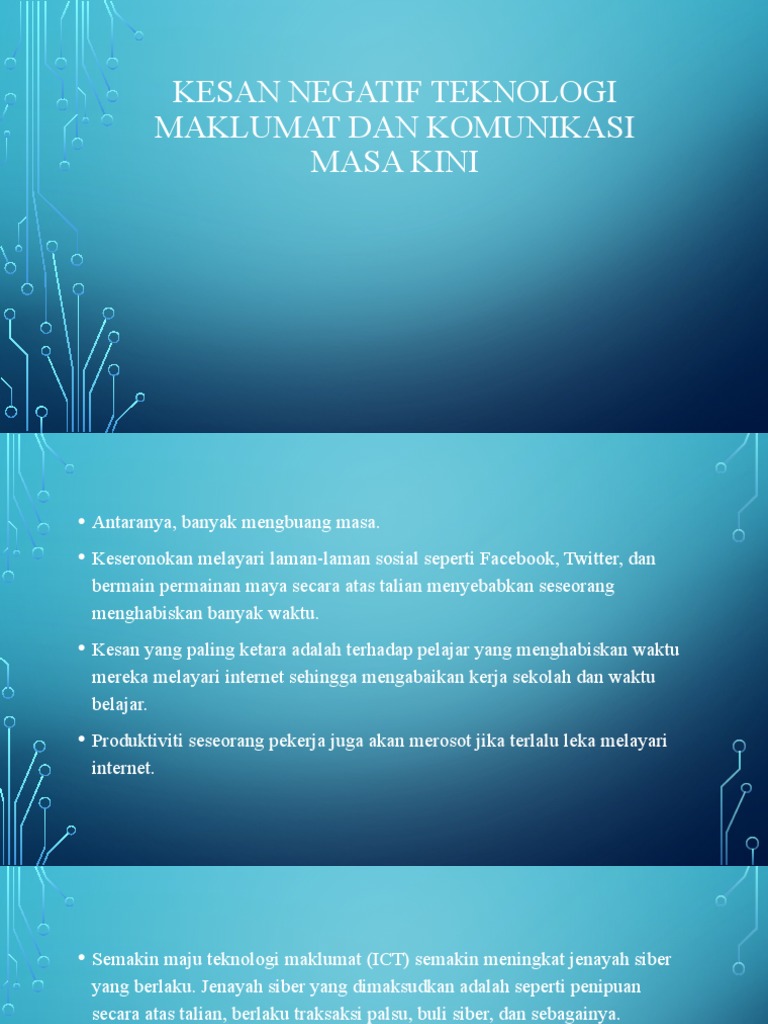 Kesan Negatif Teknologi Maklumat Dan Komunikasi Masa Kini | PDF