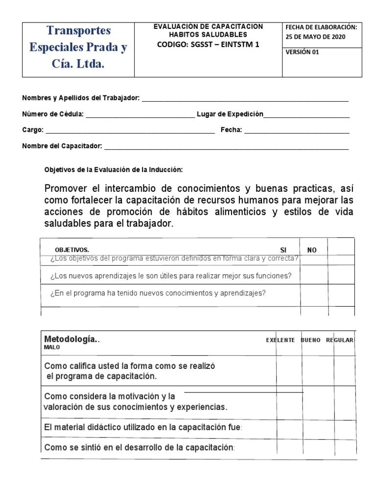 Formato Del Capacitador | PDF | Evaluación | Aprendizaje