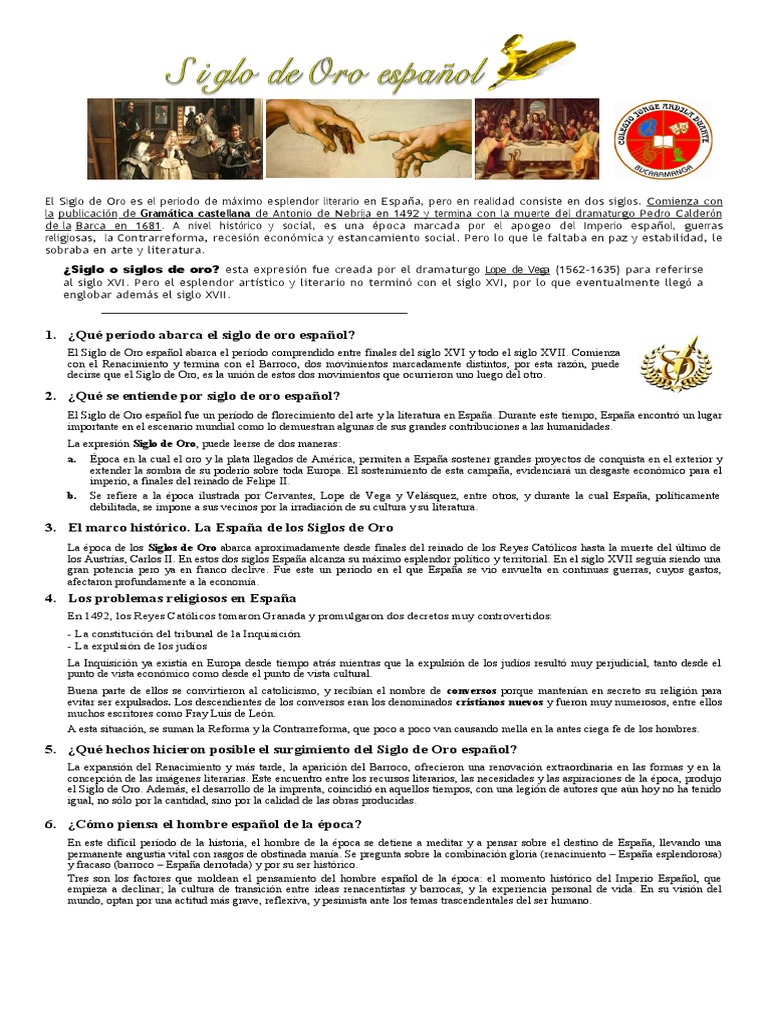 Literatura Del Siglo de Oro - Teoría y Actividad | PDF | Renacimiento ...