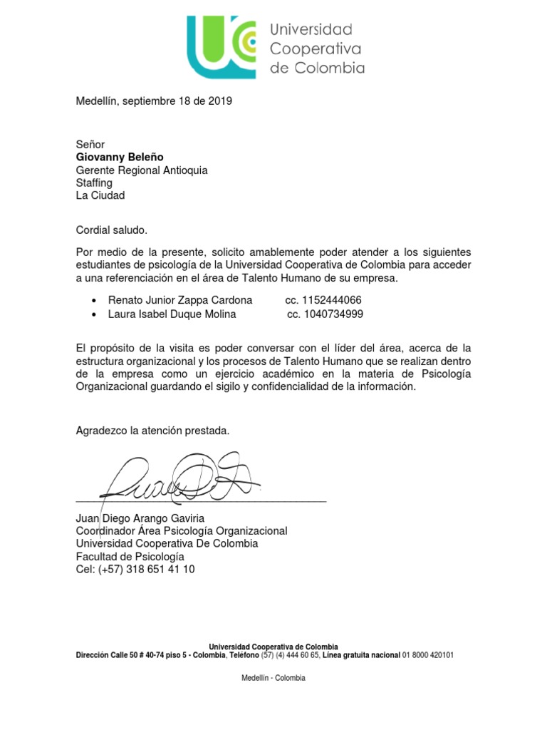 Carta Solicitud de Visita Empresa PDF | PDF