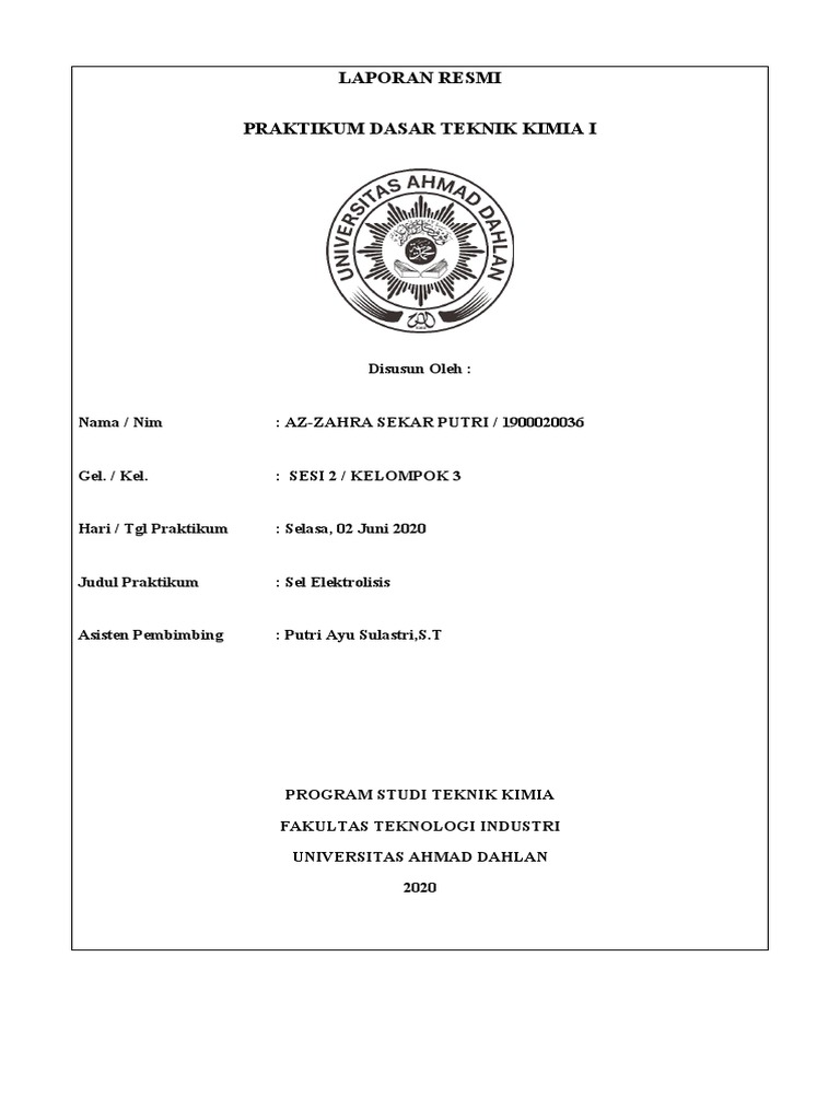 Jurnal Praktikum Percobaan 4 Sel Elektrolisis | PDF