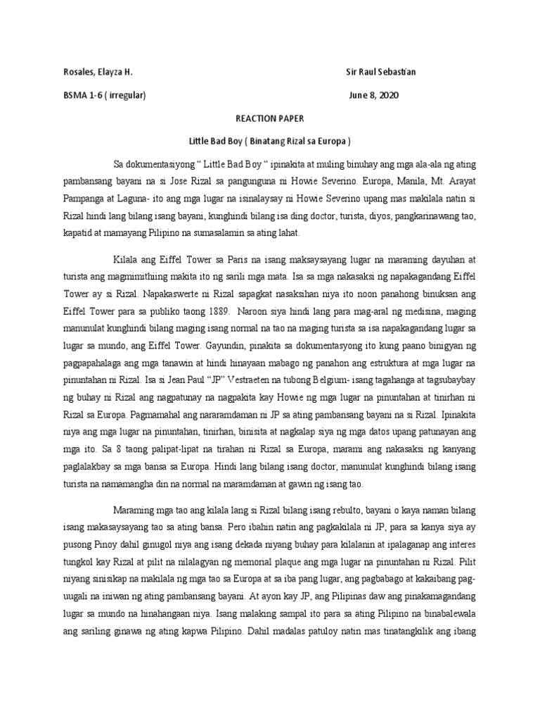 Rizal Assignment 2 | PDF