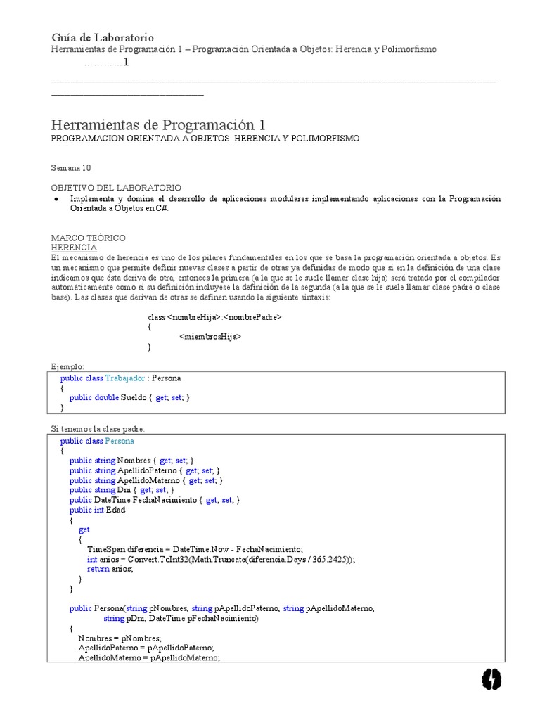 S10 - Programación Orientada A Objetos - Herencia y Polimorfismo | PDF | Herencia (Programación ...