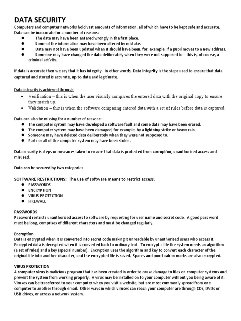Data Security: SOFTWARE RESTRICTIONS: The Use of Software Means To ... Data Security: SOFTWARE RESTRICTIONS: The Use of Software Means To ...