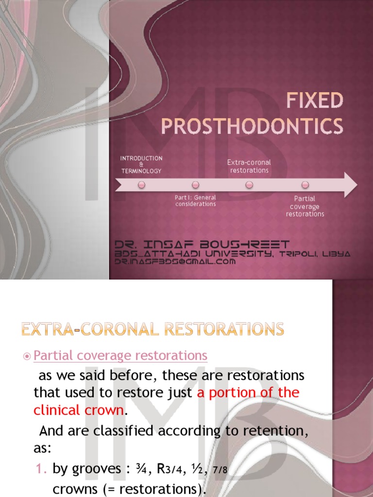 Fixed Prosthodontics | PDF | Dentistry Branches | Health Sciences