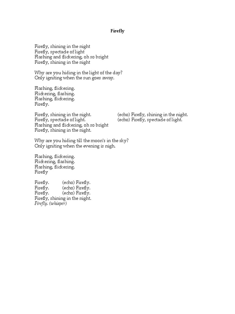 Firefly Lyrics PDF | PDF