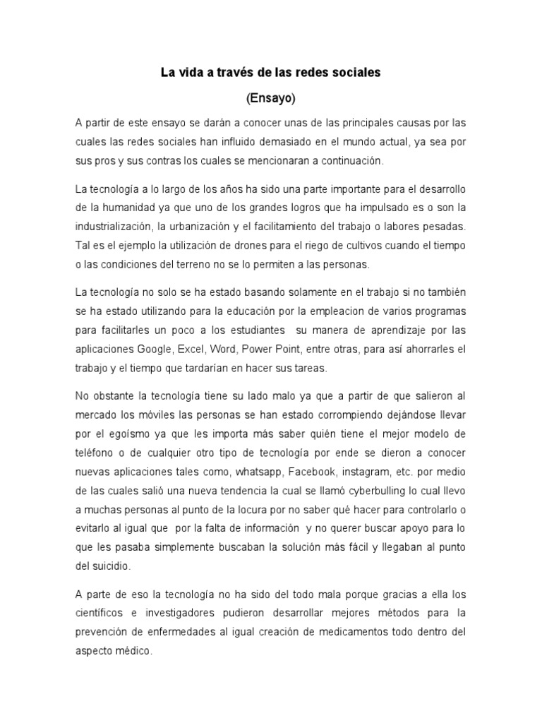 La Vida A Través de Las Redes Sociales | PDF | Red social | Science