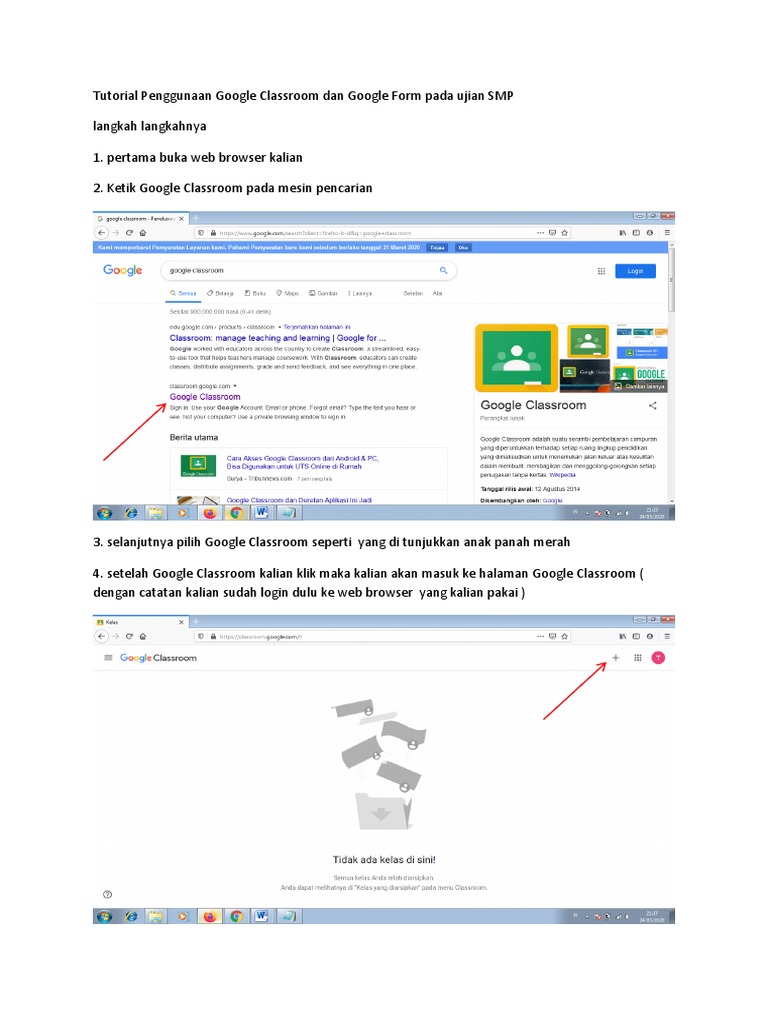 Panduan Ujian SMP di Google Classroom | PDF | Game & Aktivitas | Komputer