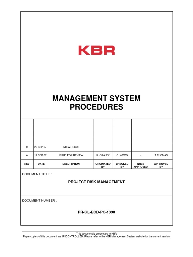 Project Risk Management Procedure | PDF | Risk Management | Risk