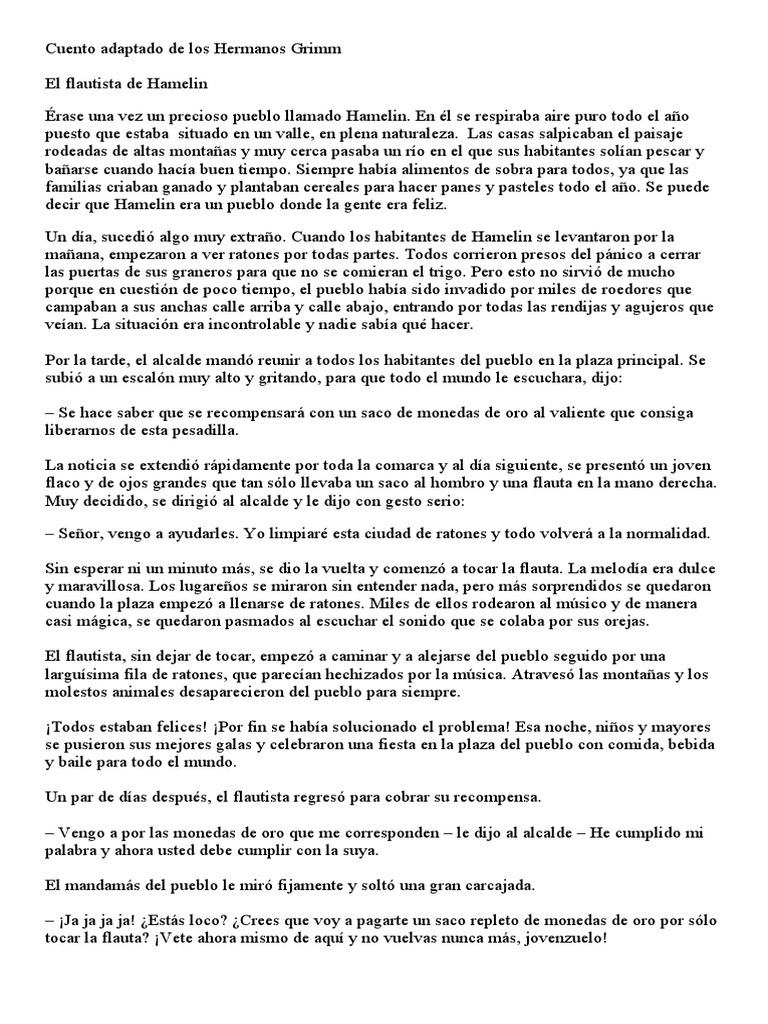 Cuento Adaptado de Los Hermanos Grimin | PDF