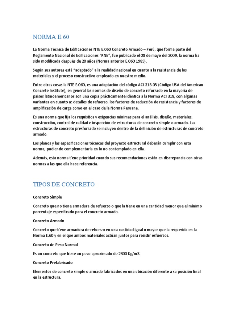 Norma E 060 y Concreto Presforzado | PDF | Hormigón pretensado | Hormigón