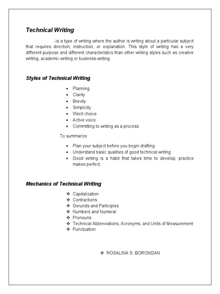 Styles and Mechanics of Technical Writing | PDF