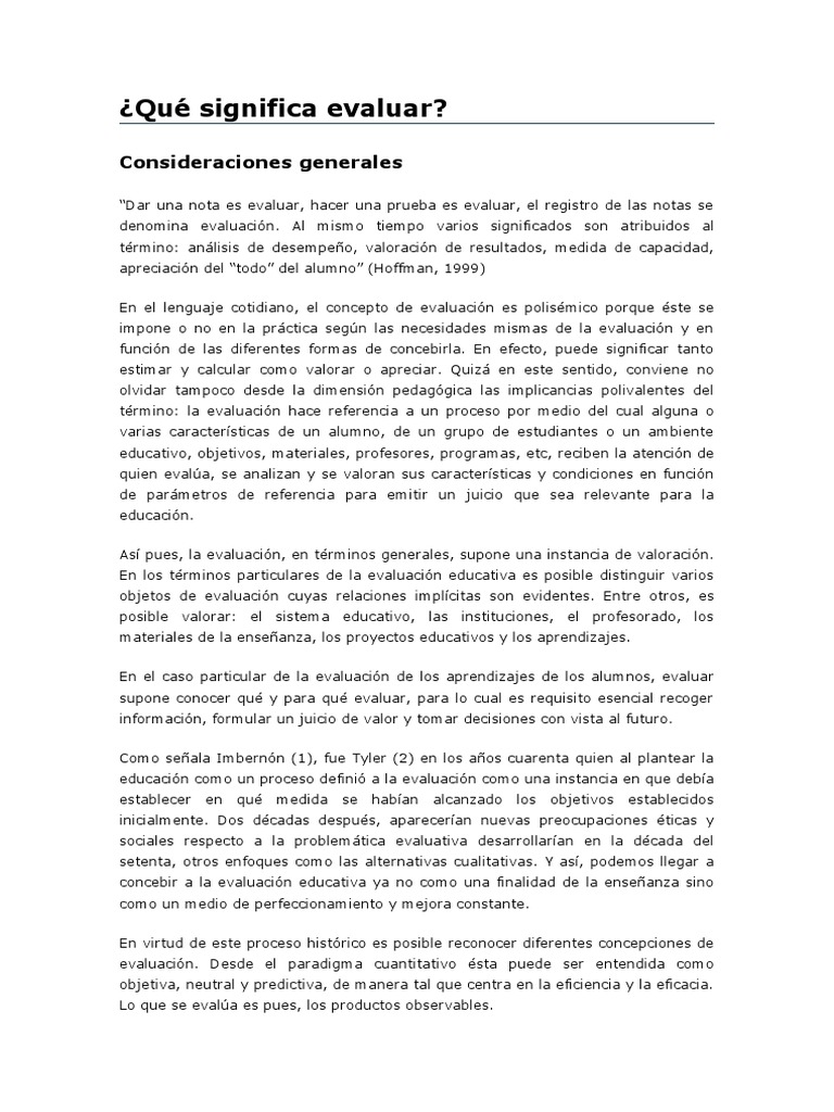 Qué Significa Evaluar | PDF | Evaluación | Plan de estudios
