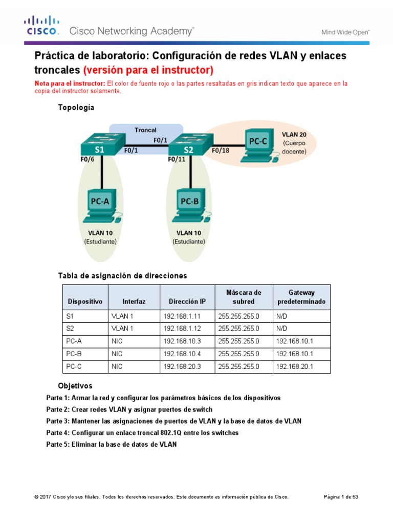 6.2.2.5 Lab - Configuring VLANs and Trunking - ILM - T | PDF | Estándares de internet ...
