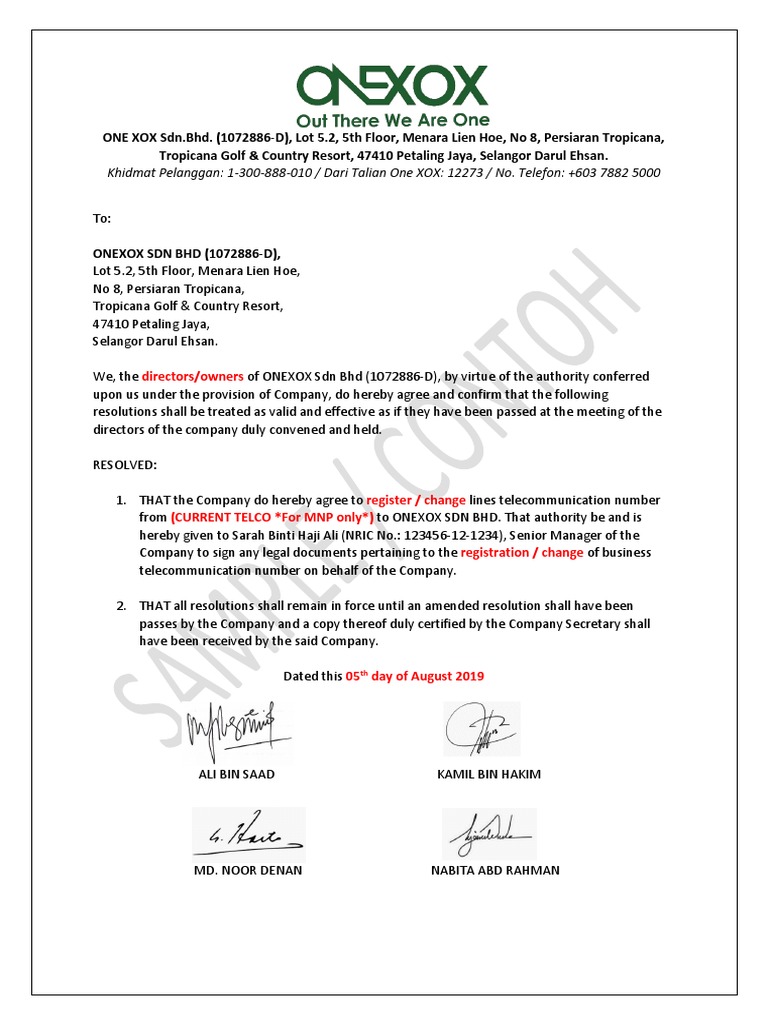 Board Resolutions Letter | PDF