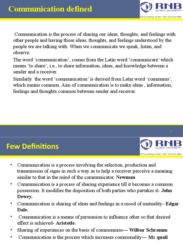 Communication Definition | PDF | Thought | Communication