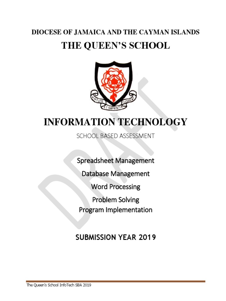 Information Technology SBA 2019 - Spreadsheet | PDF | Chart | Spreadsheet