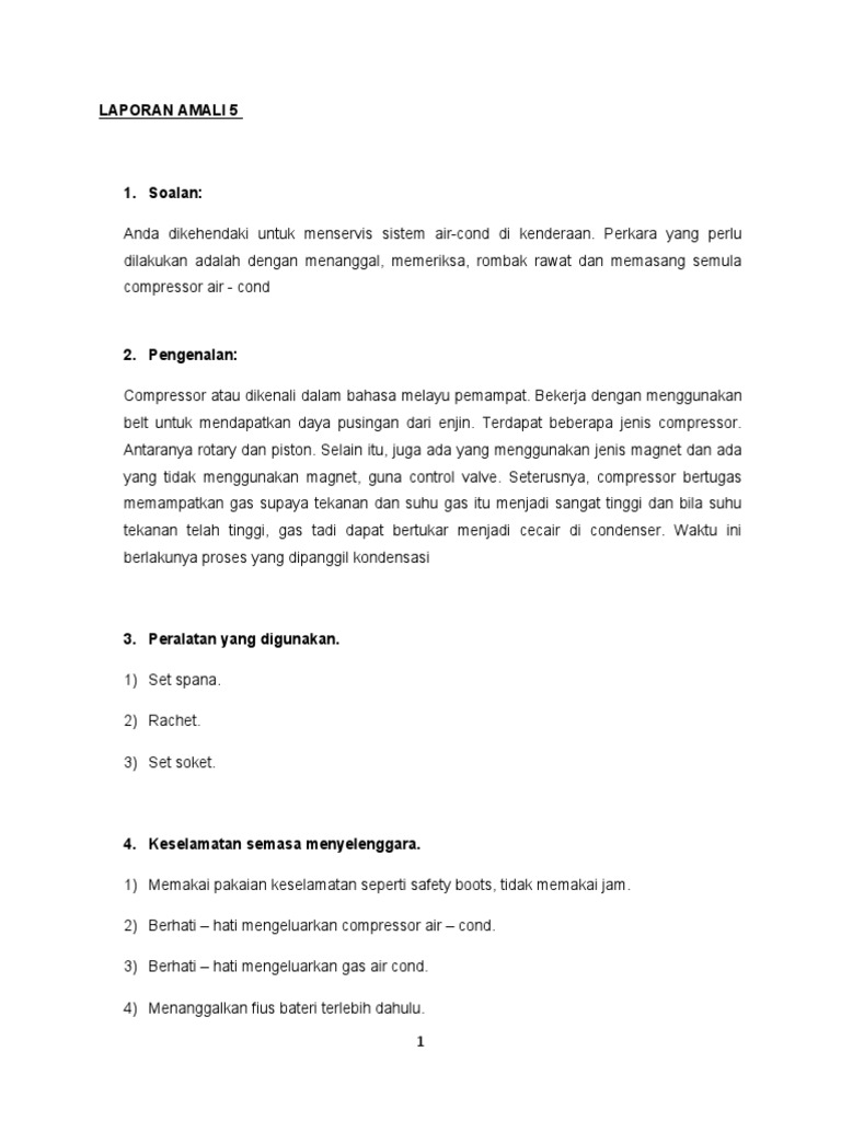Laporan Amali 5 Compressor | PDF