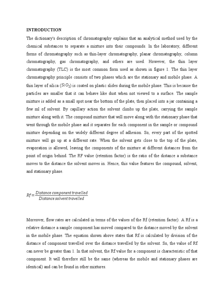Introduction & Analysis (TLC) | PDF | Thin Layer Chromatography ...