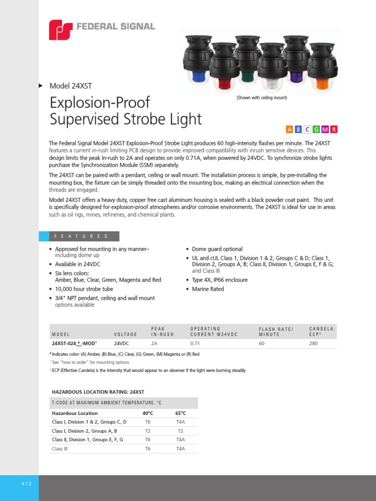 Federal Signal - Ex-Proof Strobe Lights | PDF | Equipment | Components