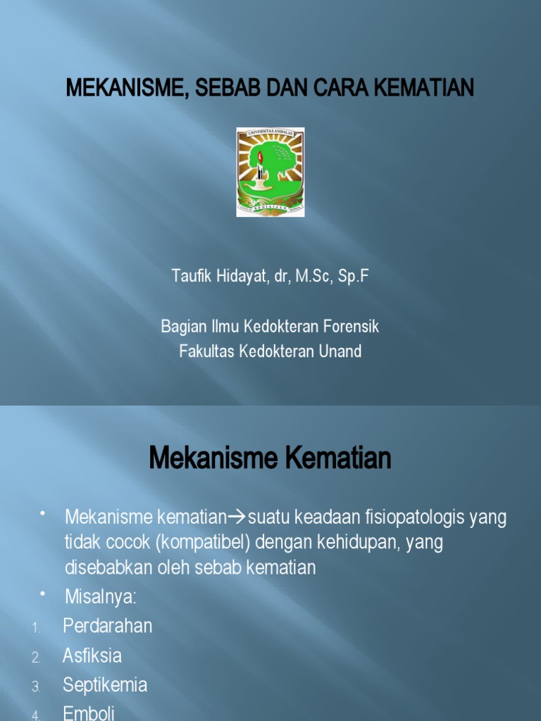 Mekanisme Sebab Dan Cara Kematian Pdf