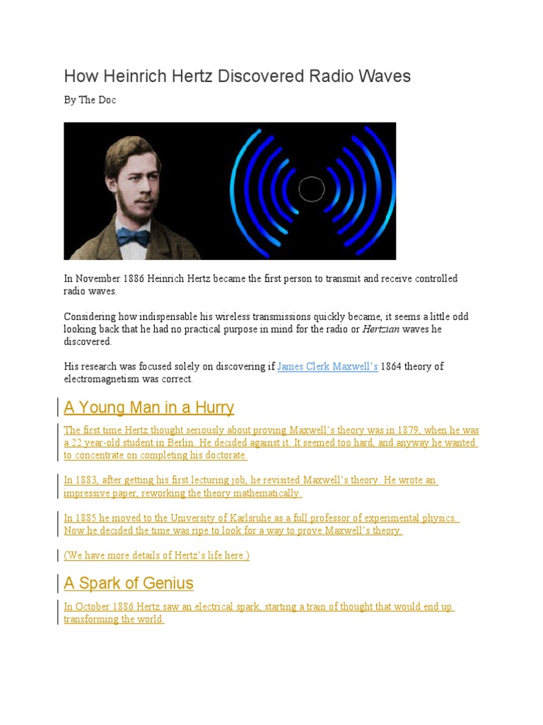 Heinrich Hertz's Groundbreaking Discovery of Radio Waves Through ...