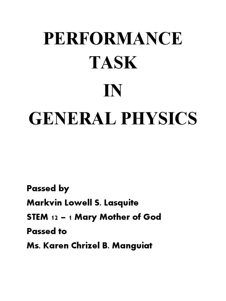 Physics Performance Task Examples | PDF