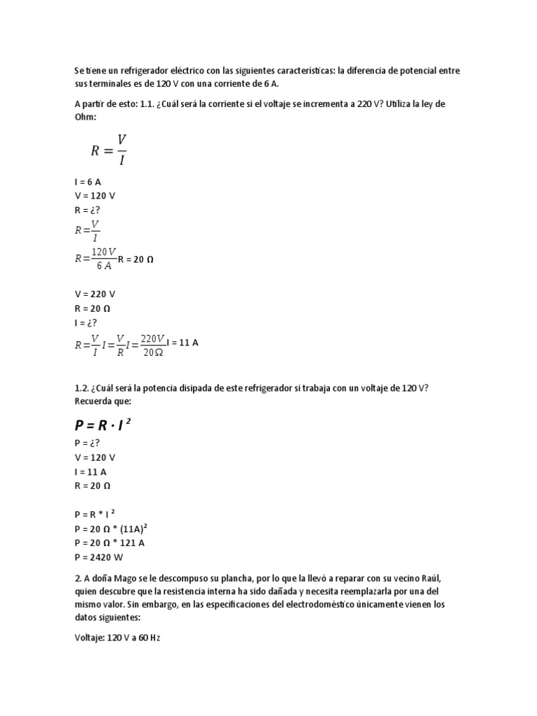 Actividad Integradora 2 - La Física de Los Electrodomésticos | PDF Actividad Integradora 2 - La Física de Los Electrodomésticos | PDF