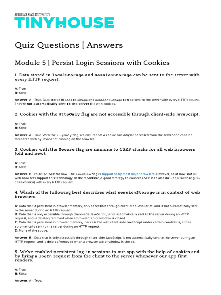 Quiz Questions - Answers Quiz Questions - Answers | PDF