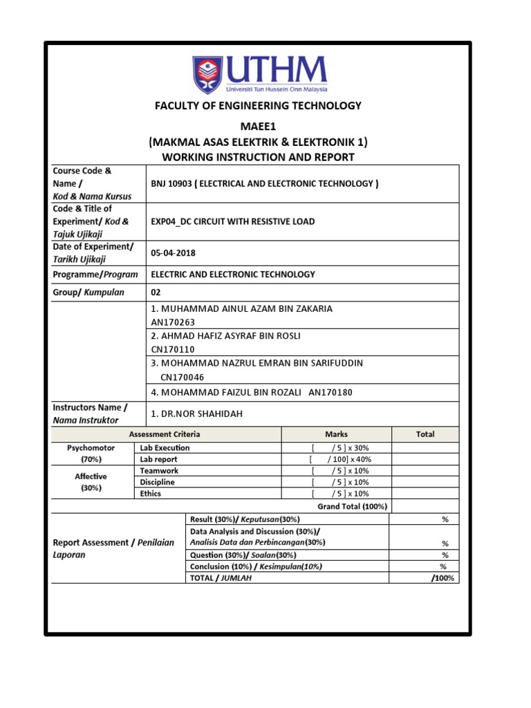 Exp04 - DC Circuit With Resistive Load | PDF | Series And Parallel Circuits | Electrical Network