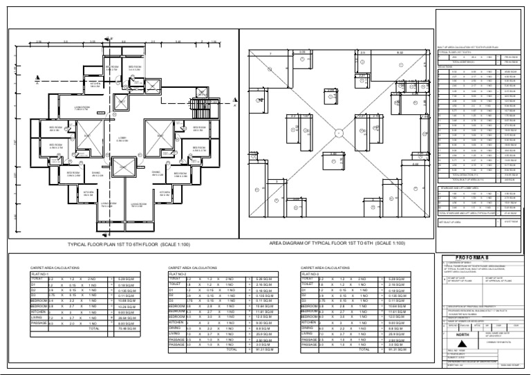 Area Diagram of Typical Floor 1St To 6Th (Scale 1:100) Typical Floor ...