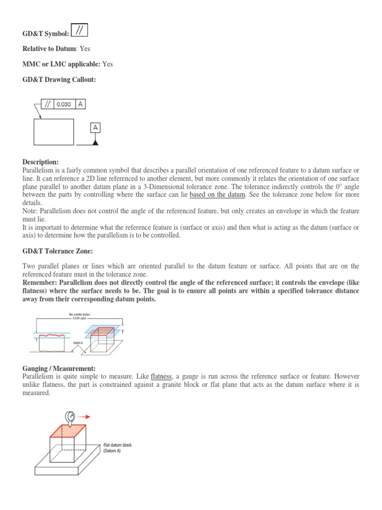 Parallelism GD & T | PDF | Gear | Space
