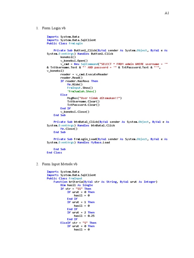 Frmlogin Object Eventargs: "Select From Admin Where Username '" "' and Password ...