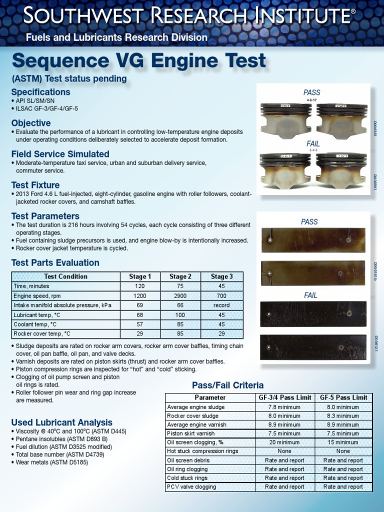 Sequence VG Test PDF | PDF | Motor Oil | Engine Technology