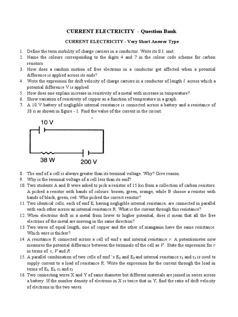 PHYsics Question Bank Chap 3 | PDF | Electrical Resistivity And ...