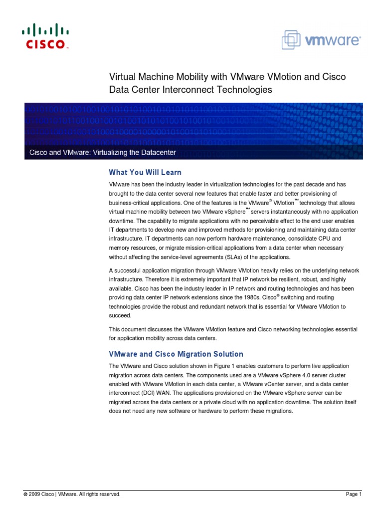 Virtual Machine Mobility With VMware VMotion and Cisco Data Center ...