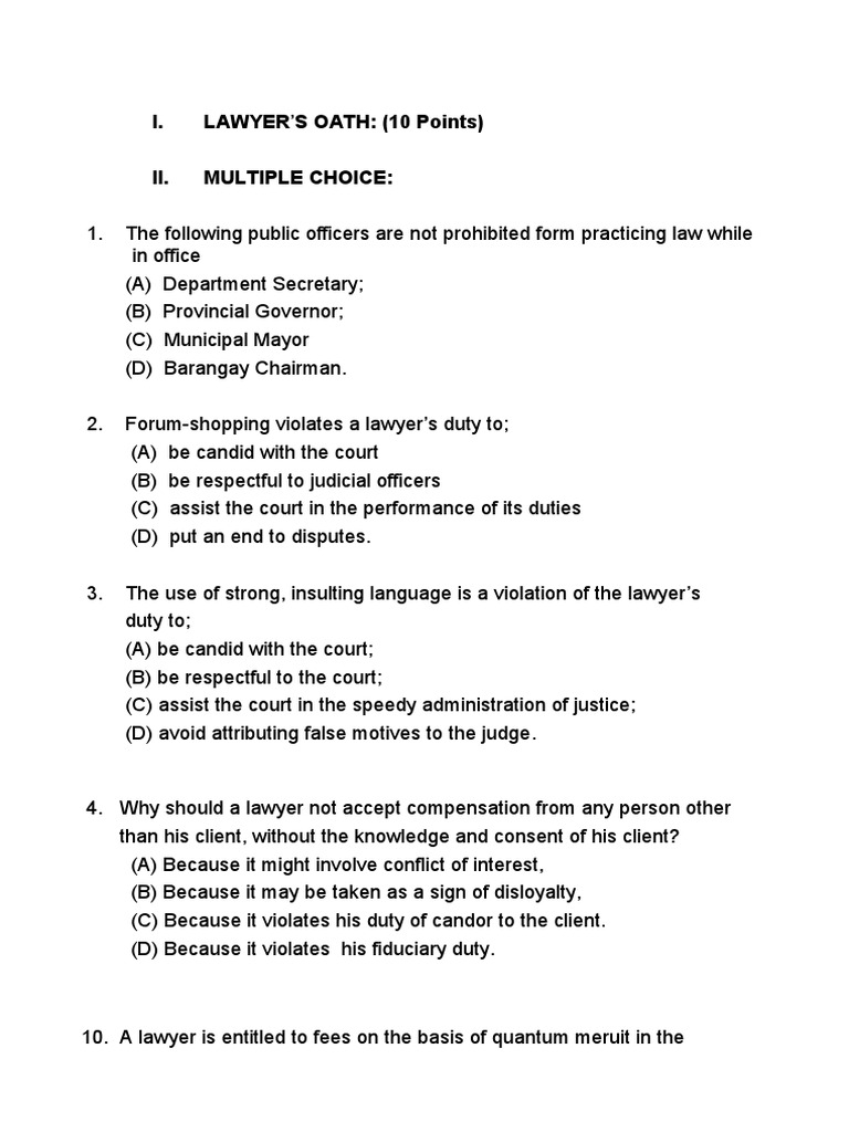 BLE Sample Questions WRD | PDF | Lawyer | Government Institutions
