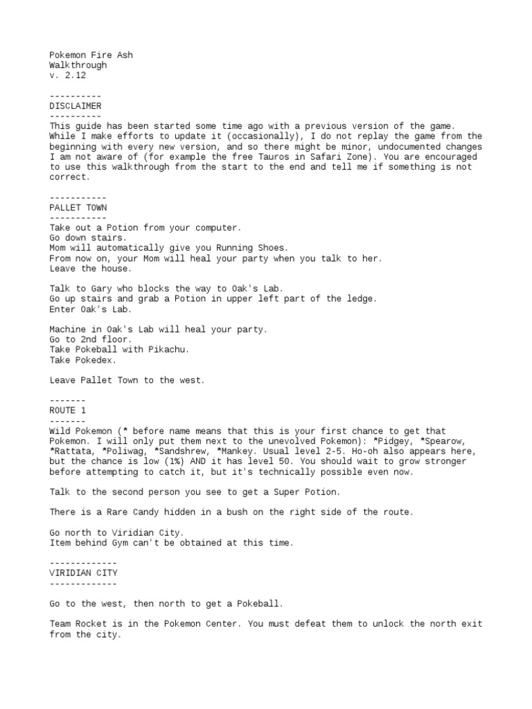 Pokémon Fire Ash Walkthrough 8 | PDF | Pokémon | Nintendo Franchises