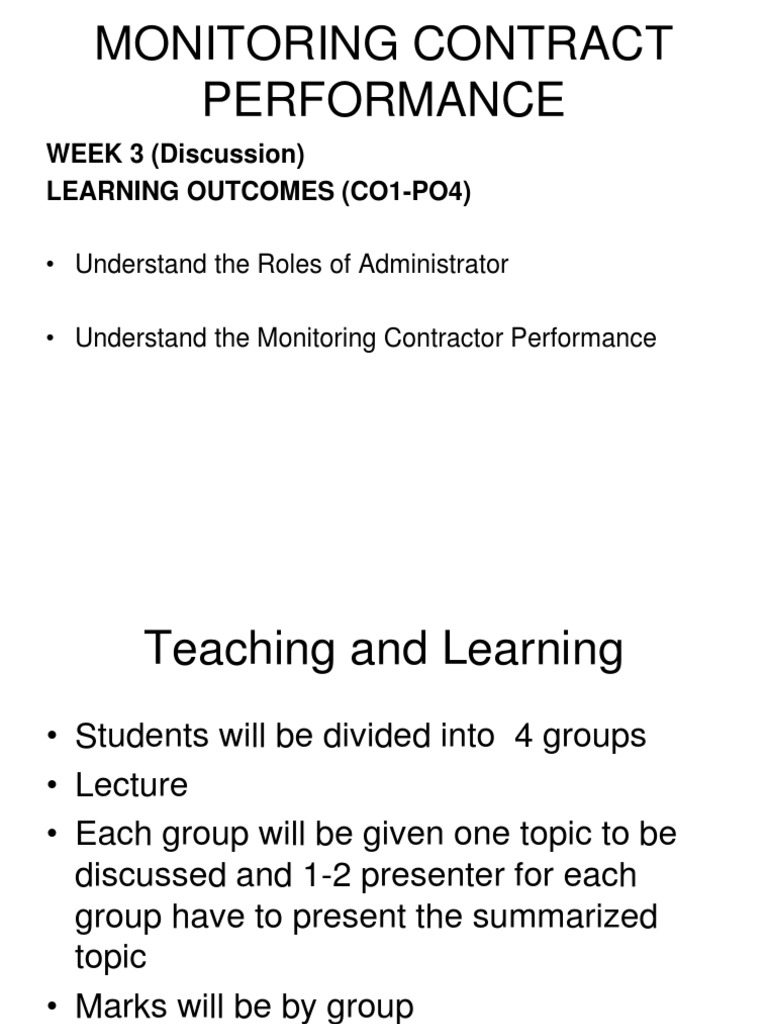 Monitoring Contractor Performance: A Summary of Key Project Meetings ...