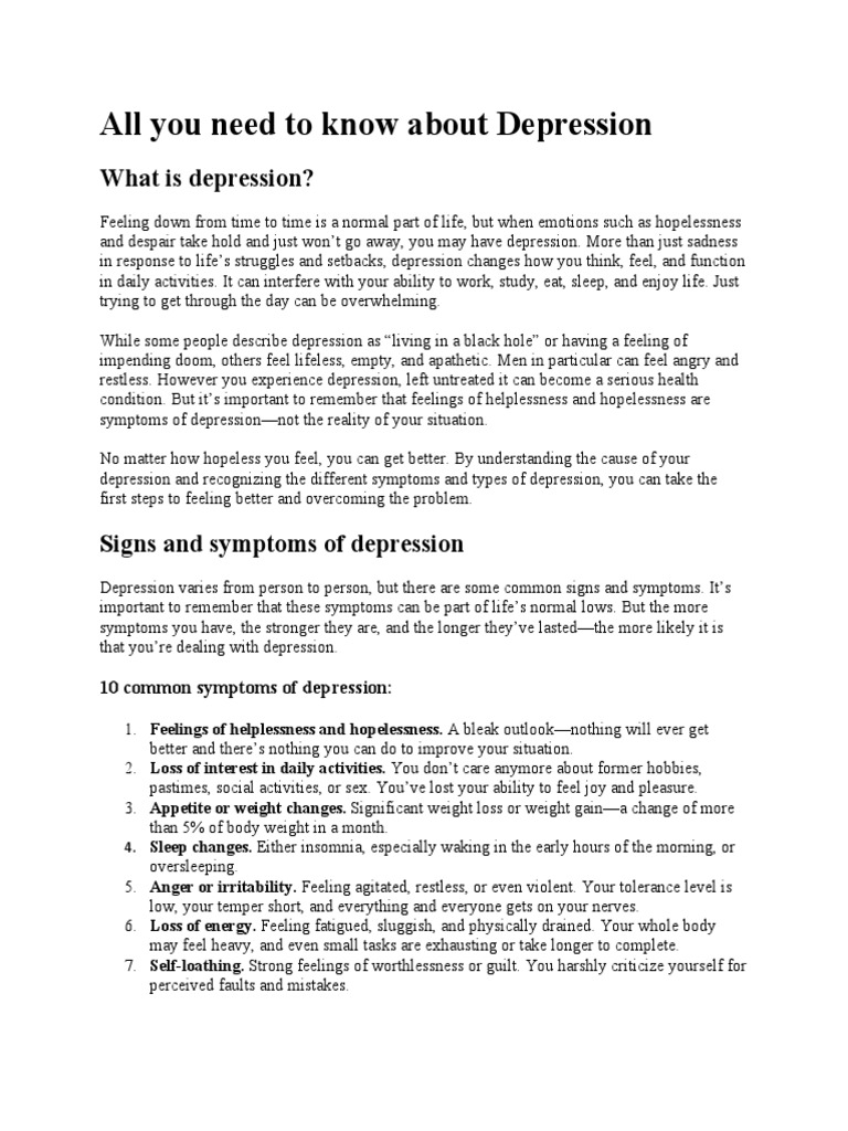 Understanding Depression: Symptoms & Types | PDF | Major Depressive ...