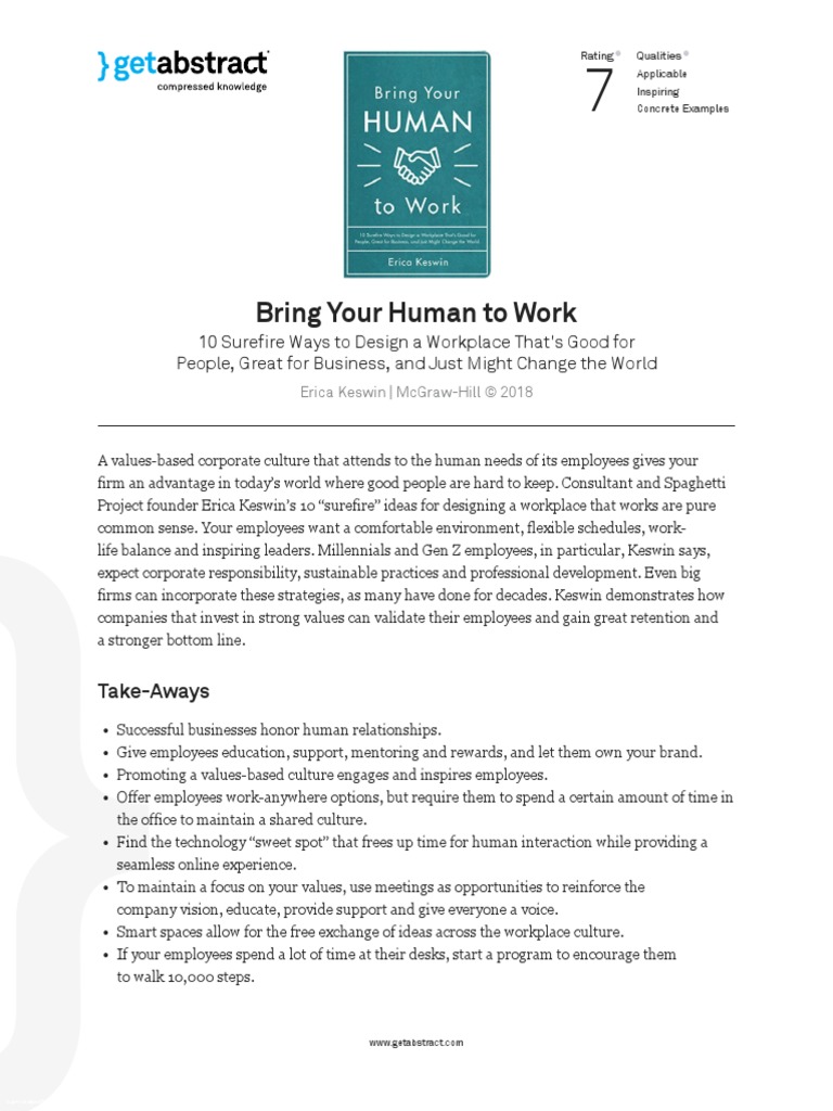 Bring Your Human To Work Keswin en 34191 | PDF | Mentorship | Employment