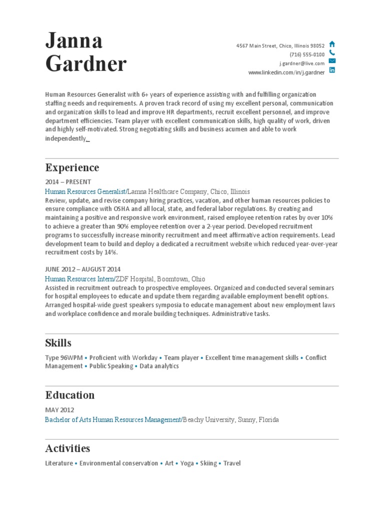 Janna Gardner: HR Generalist Profile | PDF | Career & Growth